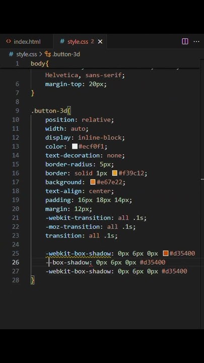 3D CSS Button using HTML & CSS only #html #css #cssanimation #coding ...