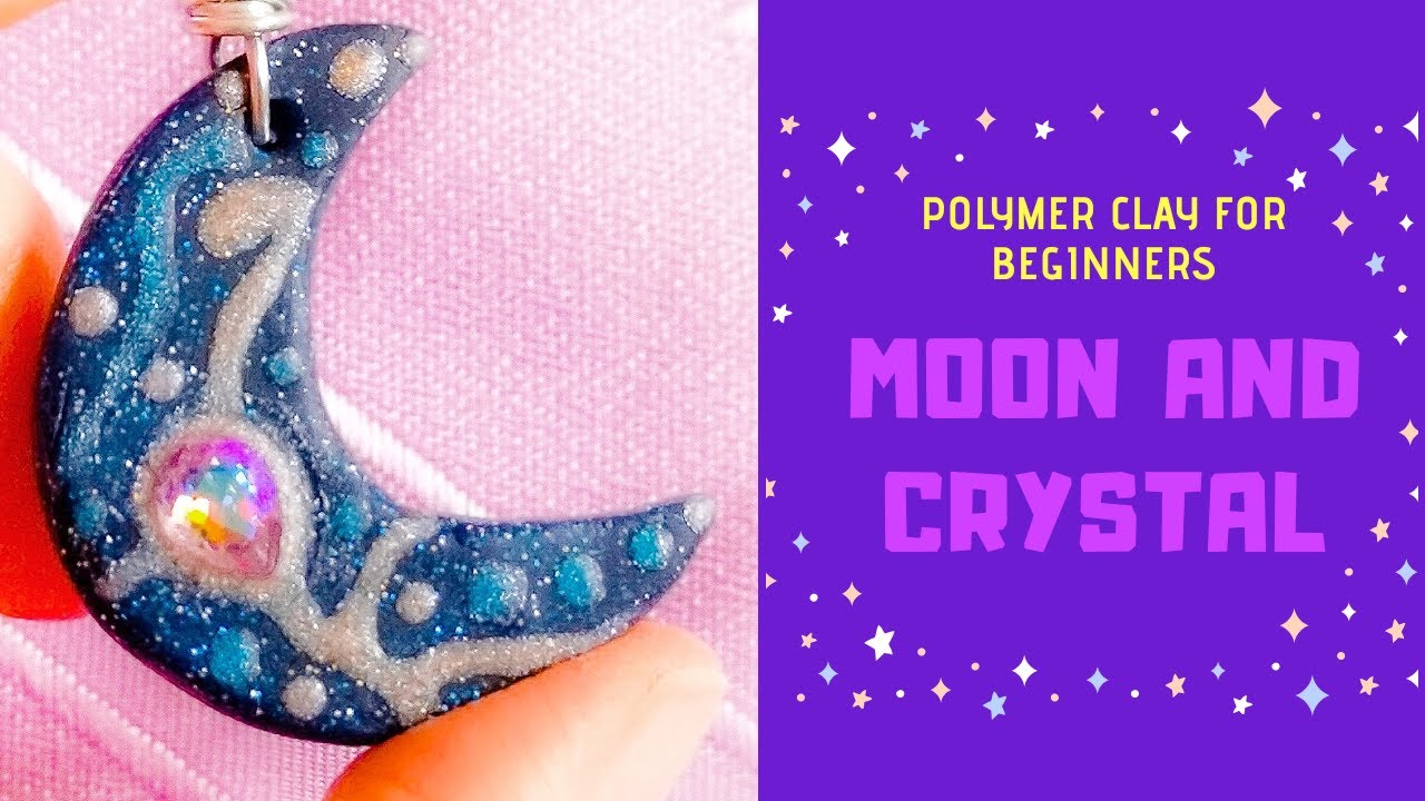Crescent moon polymer clay and crystal for beginners - Polymer clay and ...