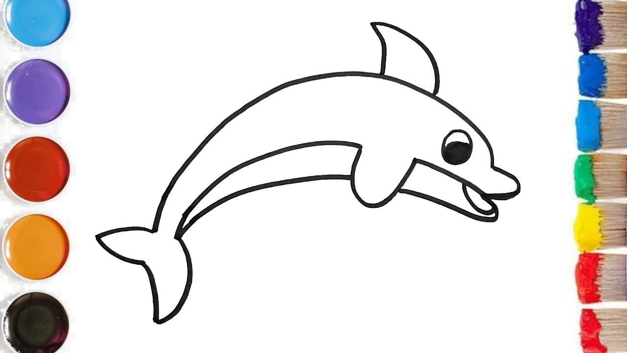 Lass uns einen süßen Delfin 🐬 zeichnen und malen – für Kleinkinder und ...