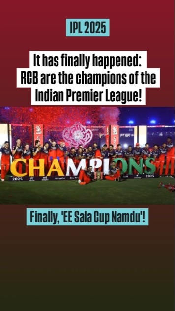 RCB are the champions! #rcbians #india #rcb #rcbfans #ipl #ipl2025 # ...