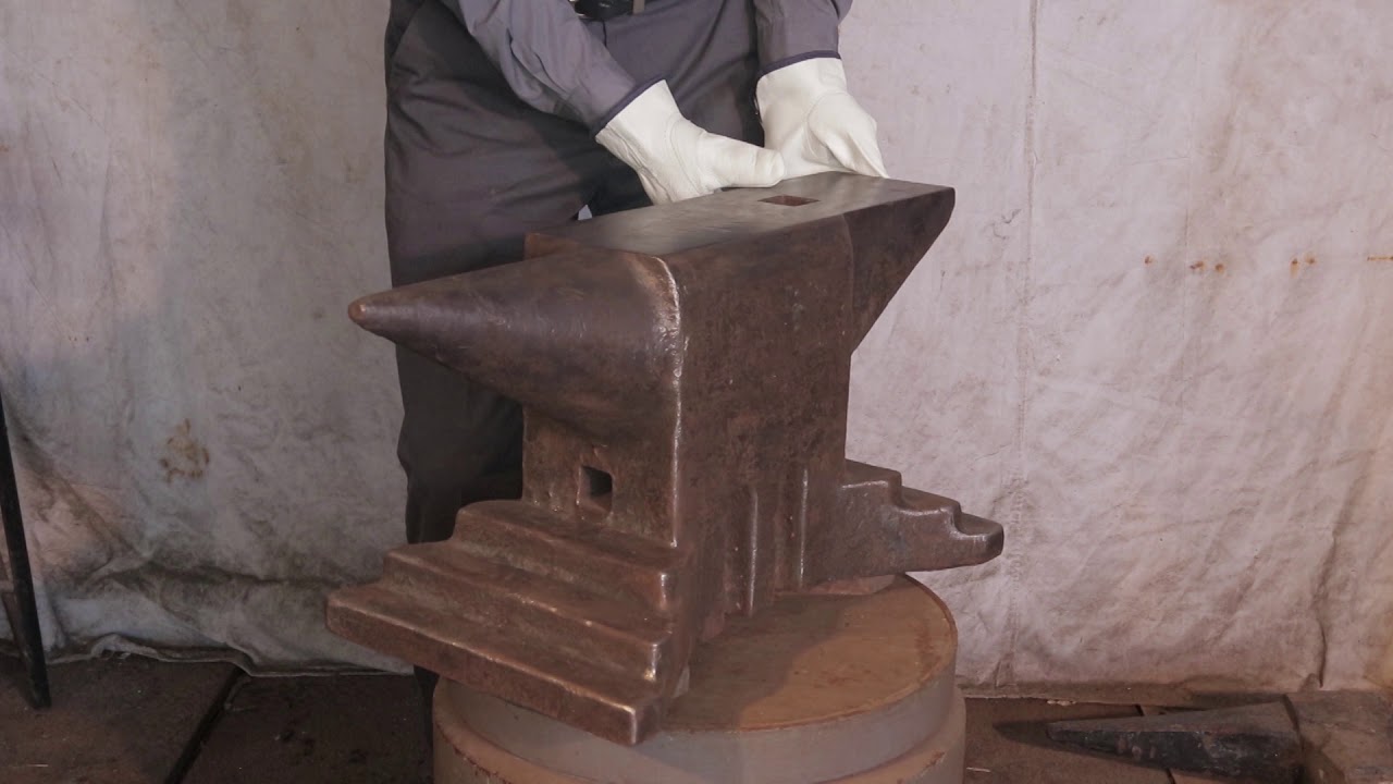330 pound Austrian style stepped single horn blacksmith anvil - YouTube