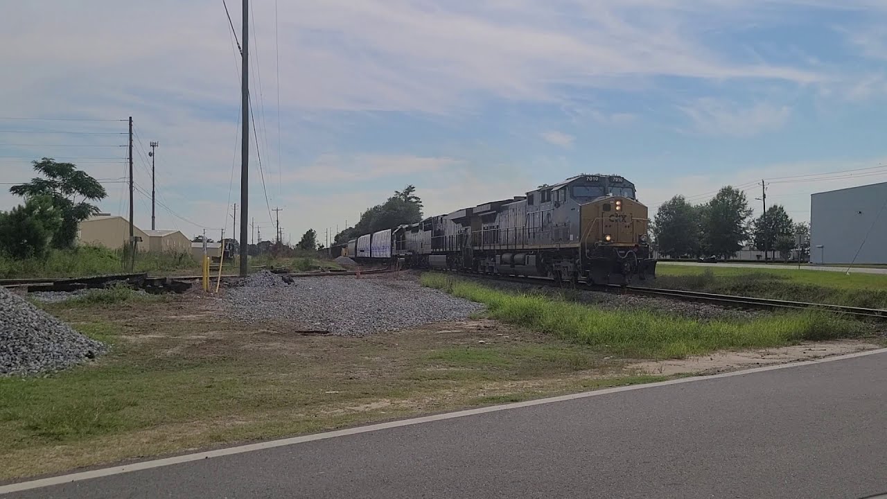CSX mixed fright with newly rebuilt CM44AC 7010 leading - YouTube