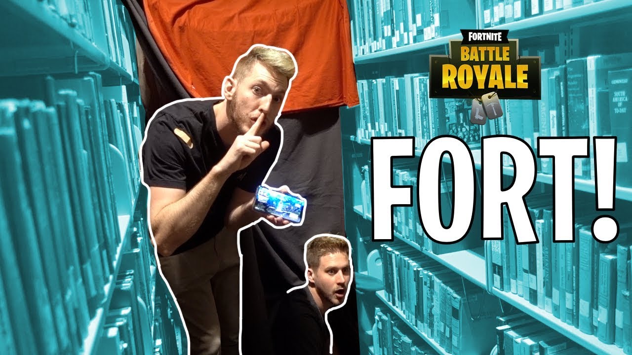 FORTNITE FORT IN THE LIBRARY! - YouTube