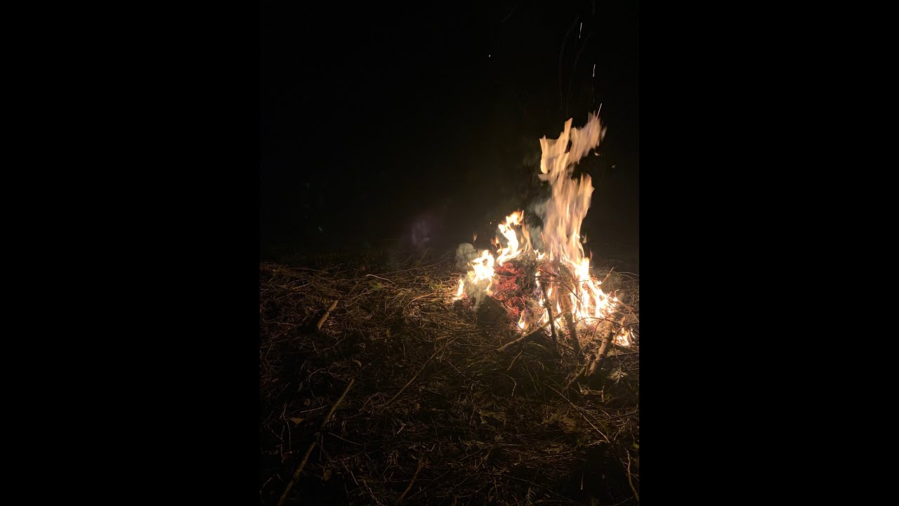 4K farm campfire with frog sounds - YouTube