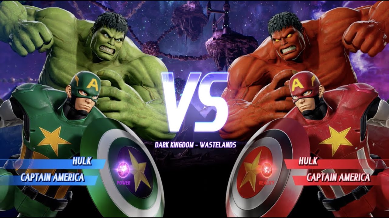 Hulk and Green Captain America vs Red Hulk and Red Captain America ...
