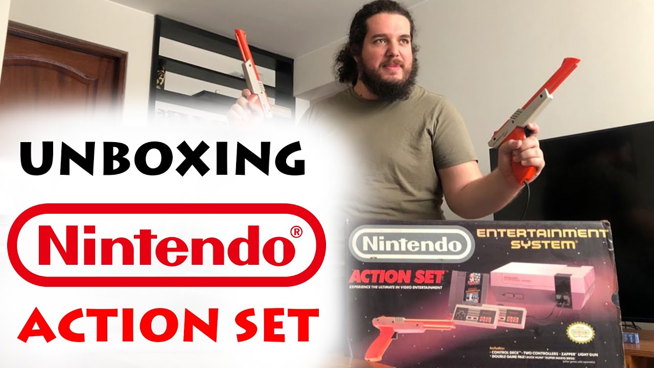 Unboxing Nintendo NES ACTION SET SUPER MARIO BROS & DUCKHUNT 1987 - YouTube