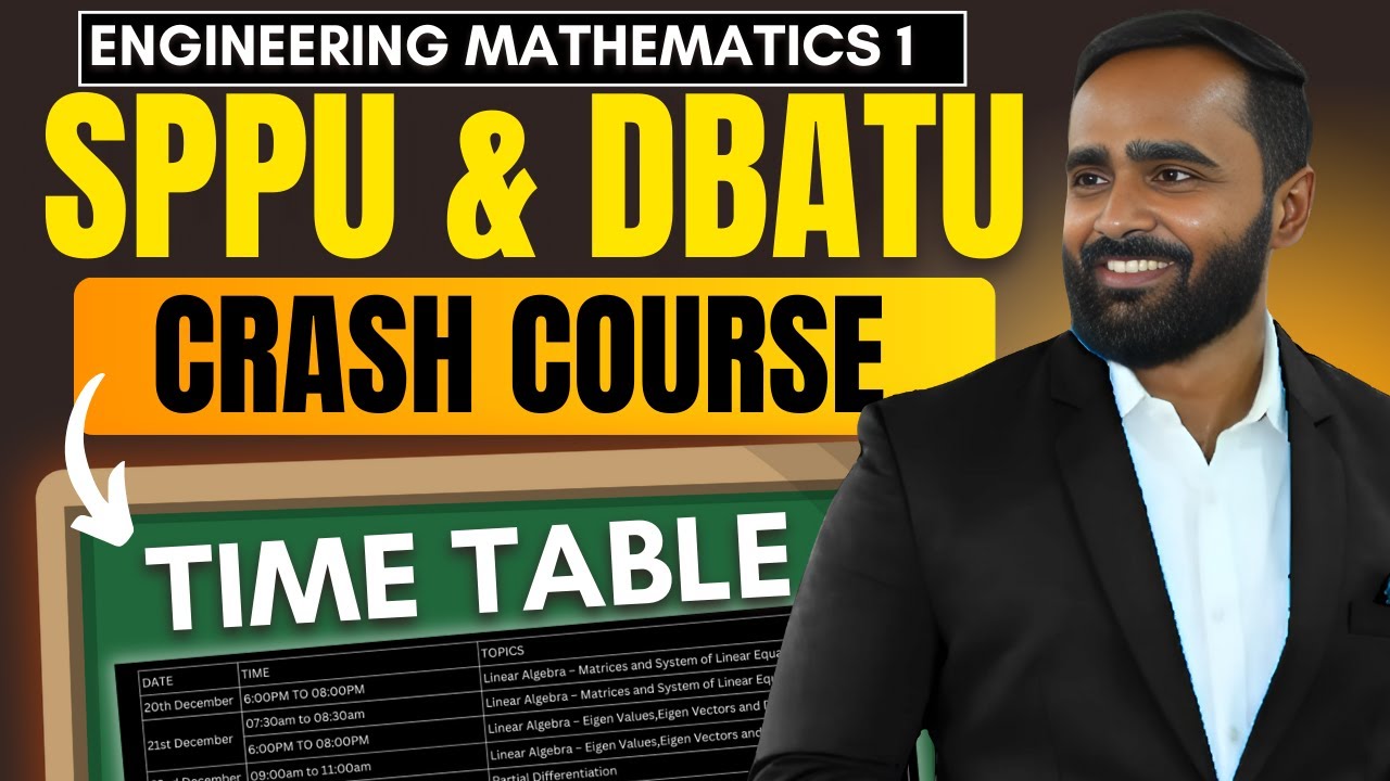 SPPU & DBATU CRASH COURSE TIME TABLE|ENGINEERING MATHEMATICS 1|PRADEEP ...
