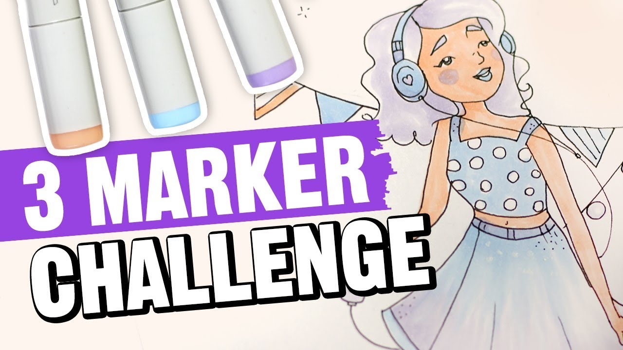3 MARKER CHALLENGE ♡ Copic Marker - YouTube