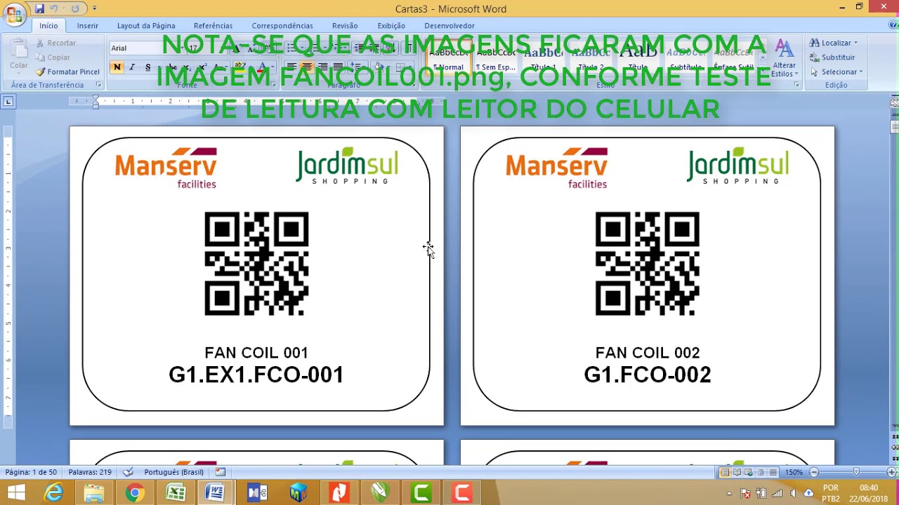 CRIAÇÃO DE TAG'S COM QR CODE'S VARIADOS EM MASSA COM MALA DIRETA - WORD ...