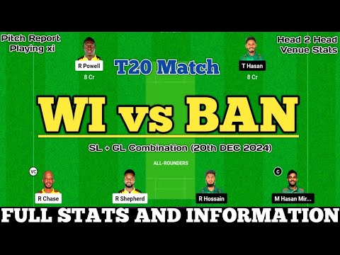 WI vs BAN Dream11 Prediction | WI vs BAN T20 Match | WI vs BAN Dream11 ...