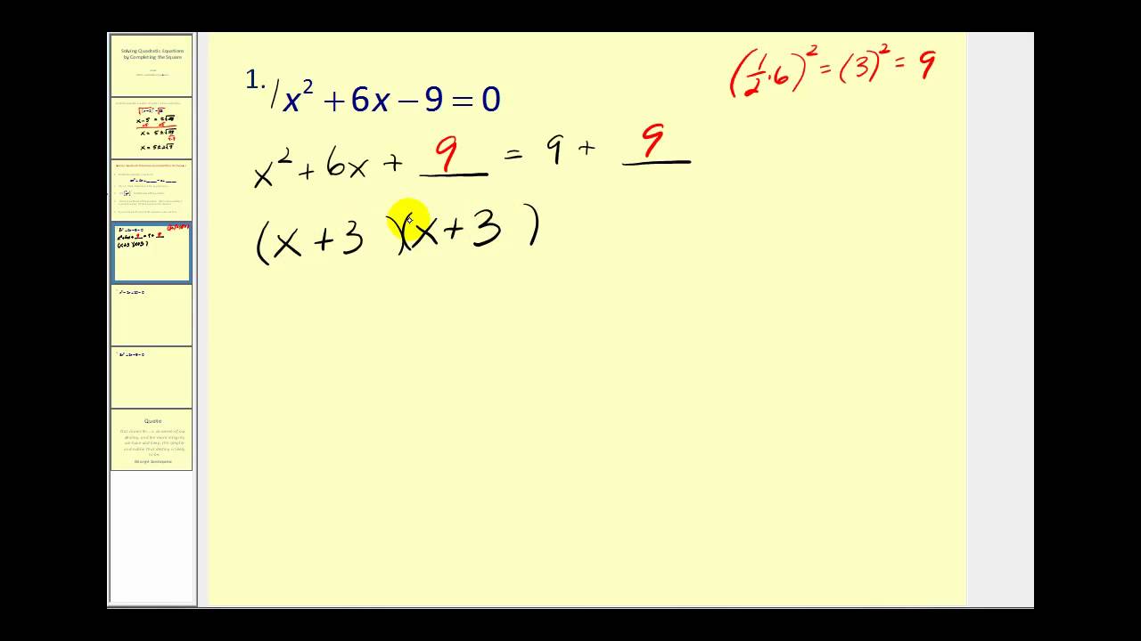Completing The Square To Solve Quadratic Equations YouTube