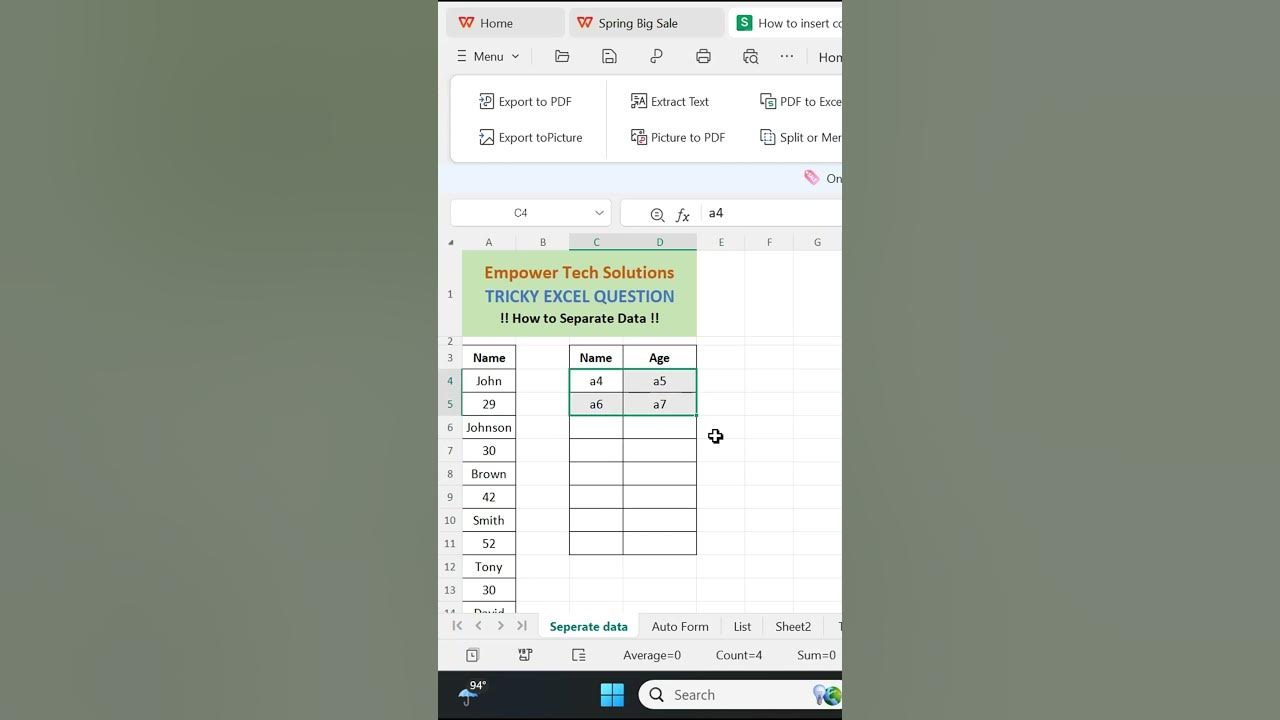 How to Separate Data in Excel Ninja Trick | #excel #exceltips #exceltricks # ...