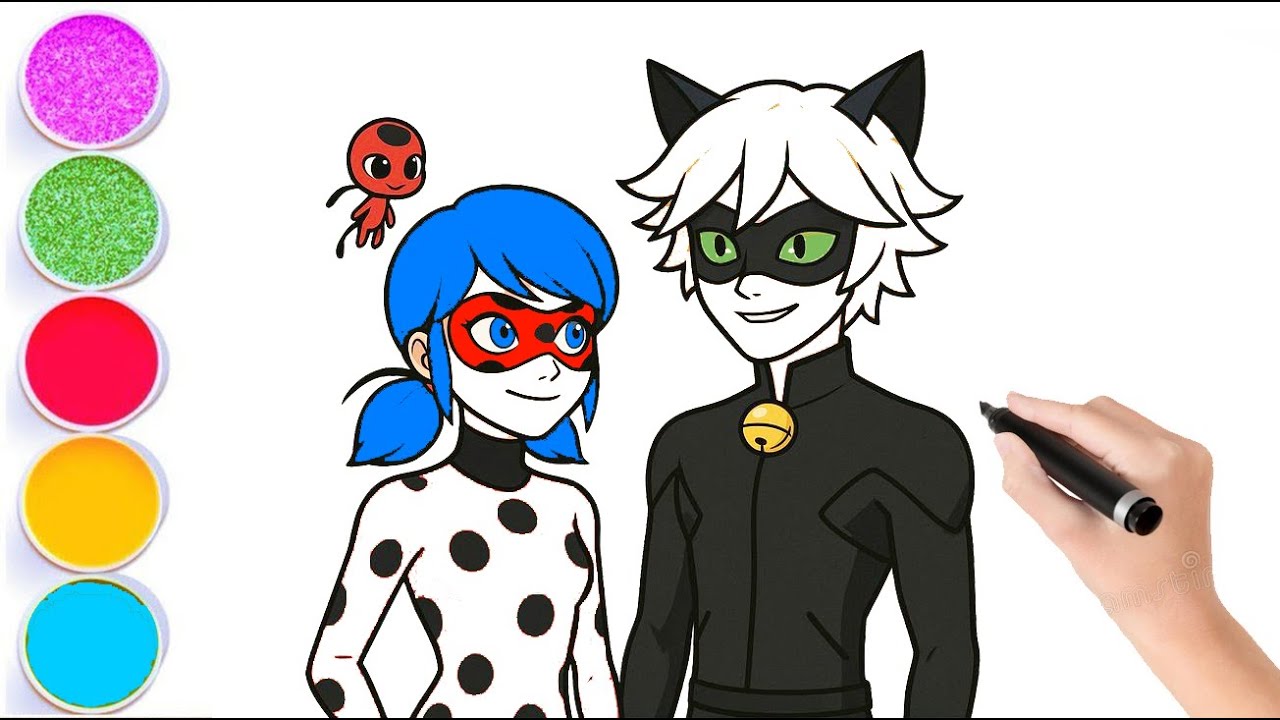 Miraculous Ladybug drawing || How to draw cat noir and ladybug step by ...