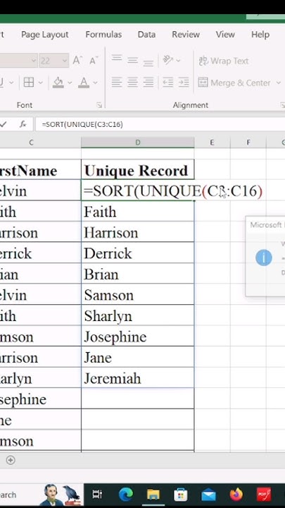 🔥UNIQUE and Sort function in Excel |Excel tips#excelhacks #exceltips - YouTube