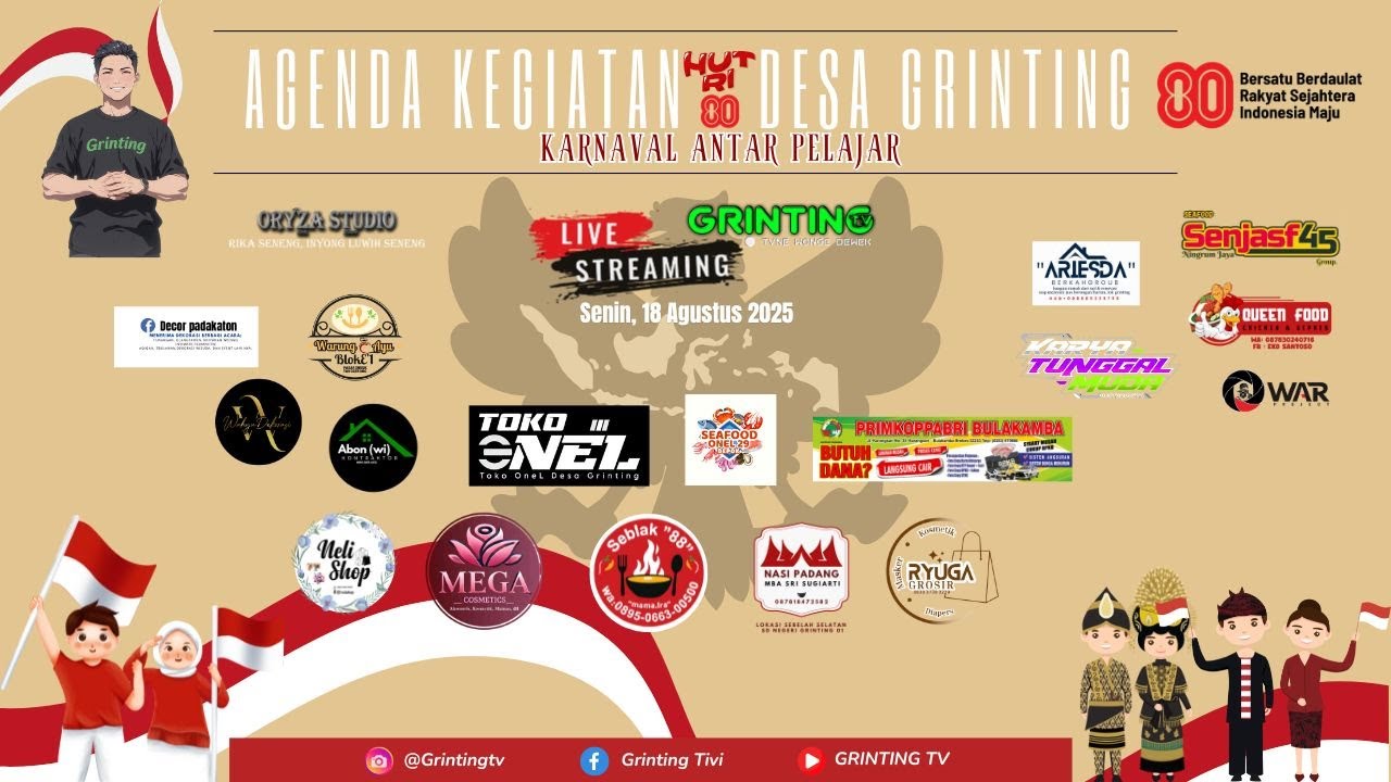 🔴LIVE KARNAVAL PELAJAR DESA GRINTING BULAKAMBA BREBES // 18 AGUSTUS ...
