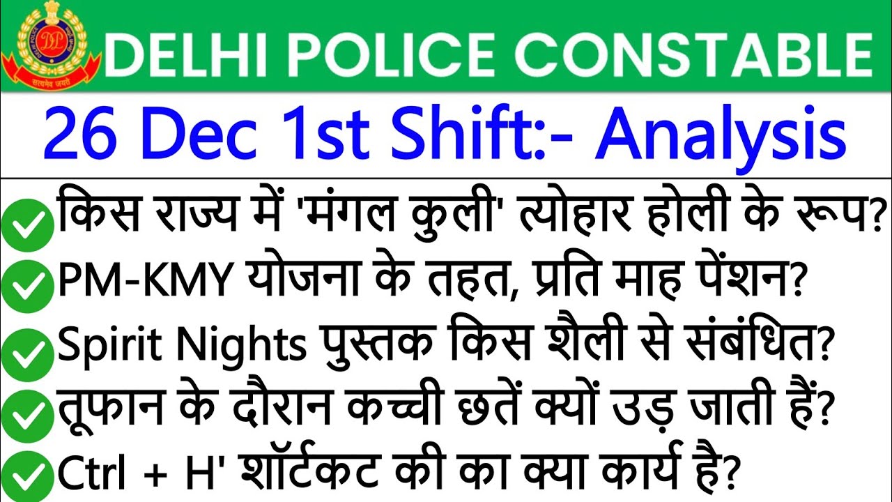 Delhi Police 26 December 1st Shift Analysis | Delhi Police 1st Shift ...