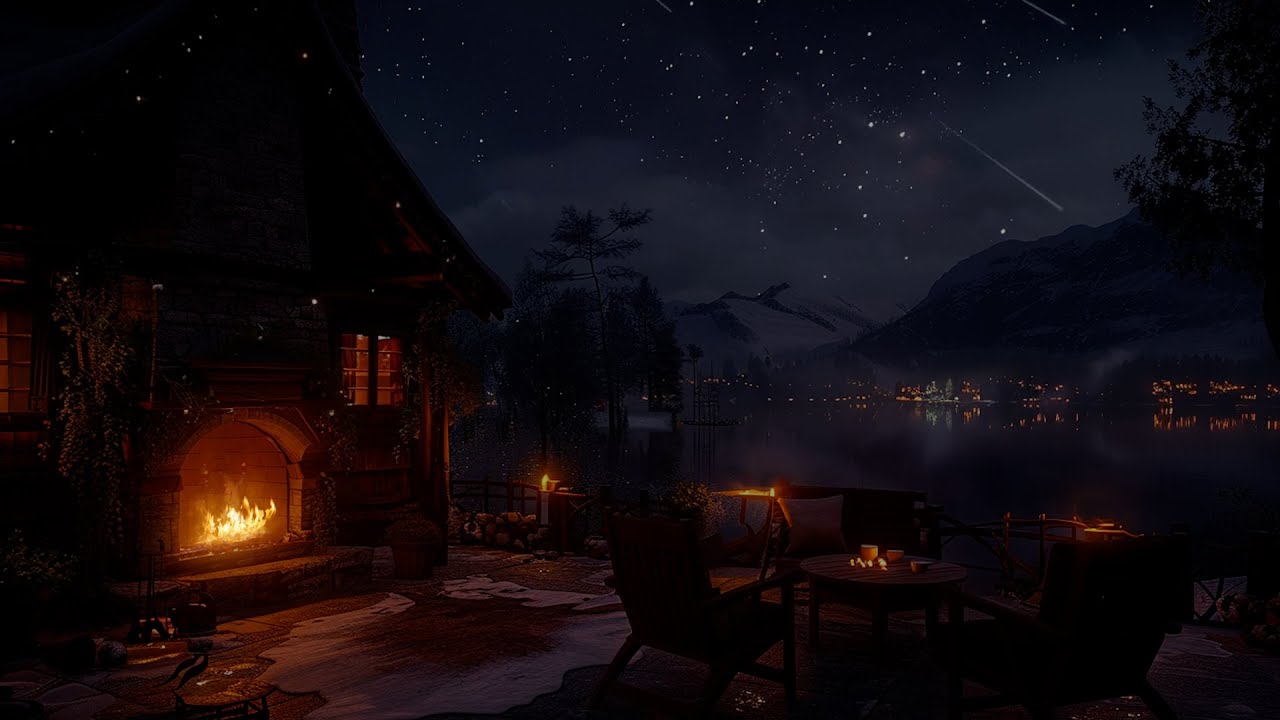 Calm Fantasy Medieval Night Ambience | Crackling Fire, Crickets, Owl ...