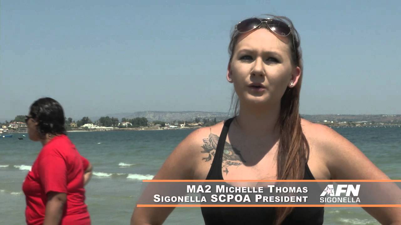 Sigonella's SCPOA Cleans up local beach - YouTube