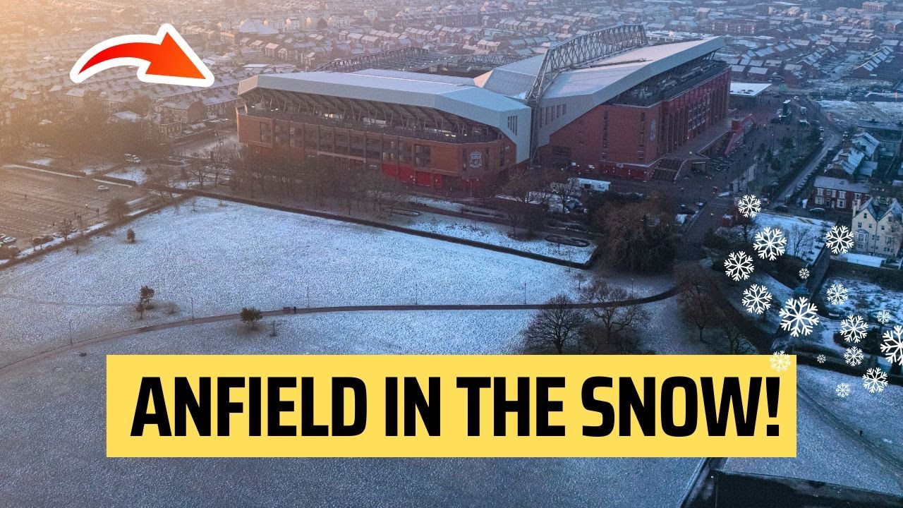 Anfield in the snow on Liverpool FC matchday | Beautiful 4K footage ...