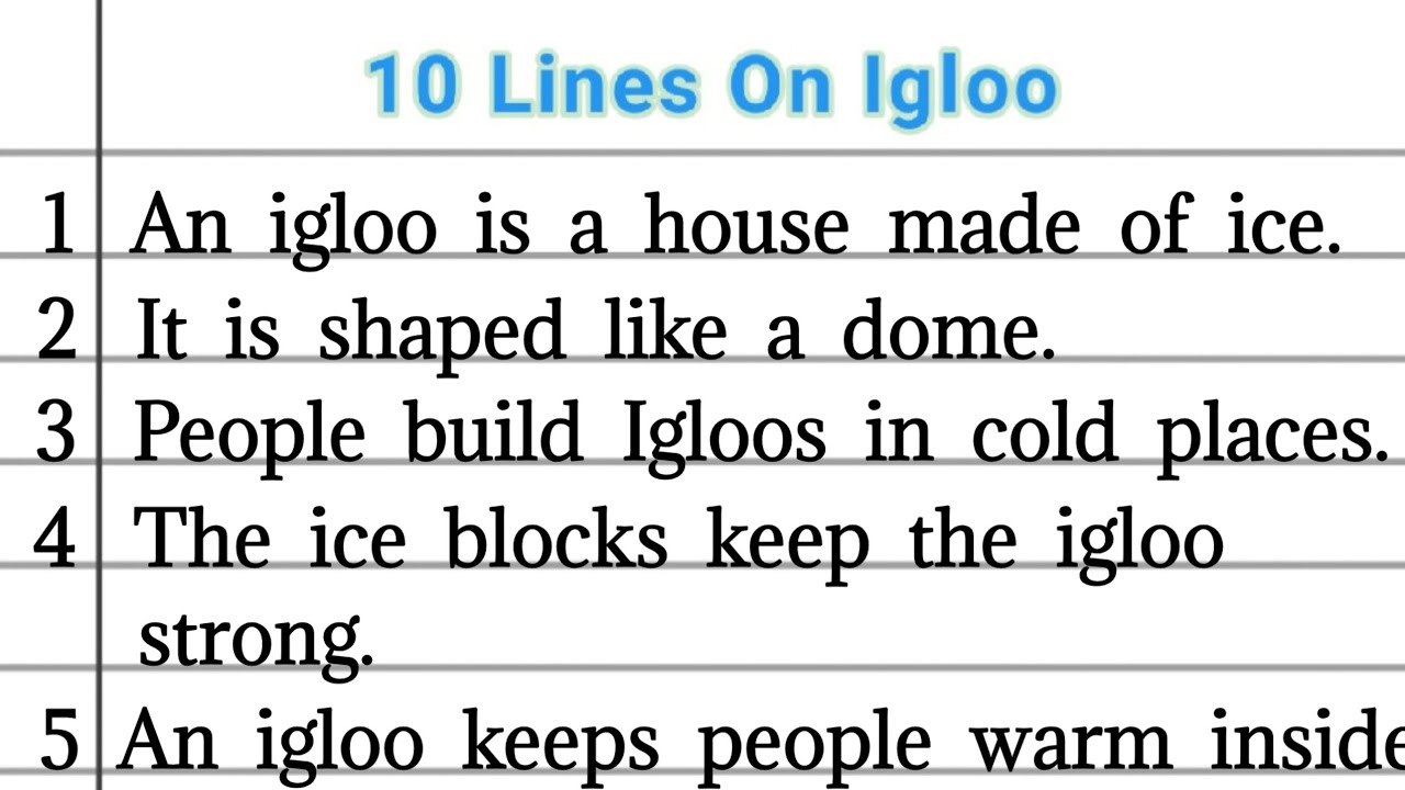 10 Lines on Igloo | Eassy on Igloos in English - YouTube
