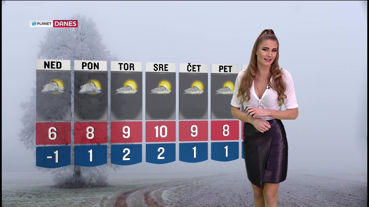 Pia Skofic black Leather Skirt Slovenia Presenter - YouTube