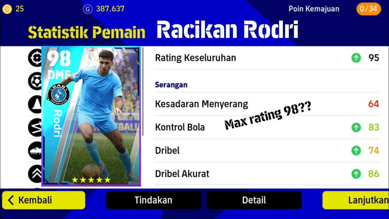 RACIKAN RODRI CLUB SELECTION MAX RATING 98 🔥?! (VERSI TERBAIKNYA) - YouTube