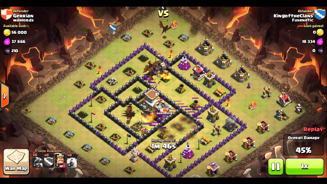 Clash of Clans TH8 vs TH8 (Maxed): Dragon 3-Star Clan Wars Attack (King ...