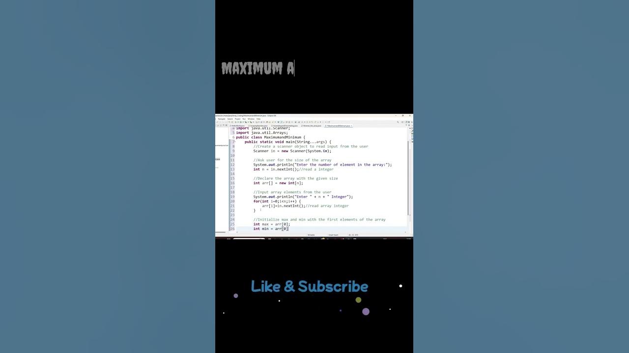 DSA Problem: Find Maximum and Minimum in an Array #trandingshort #coding #java #shortvideo #dsa ...