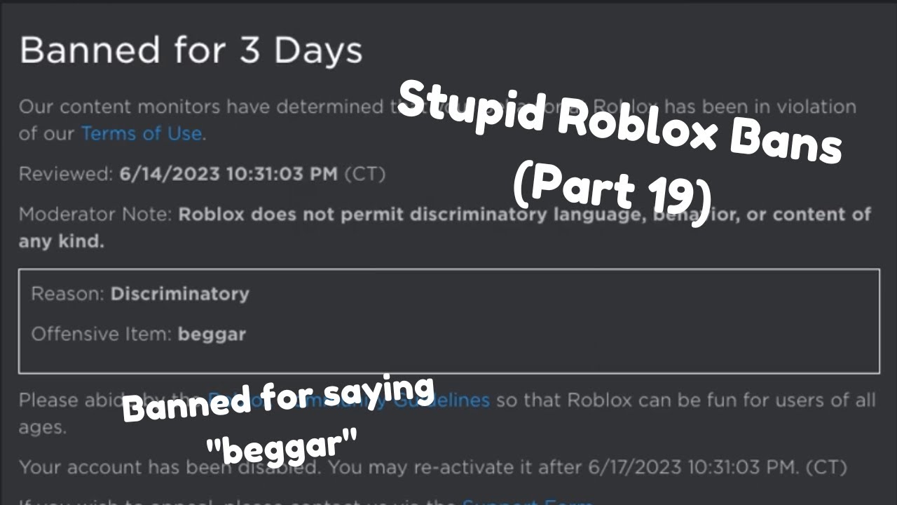 Stupid Roblox Bans | Part 19 | Roblox - YouTube