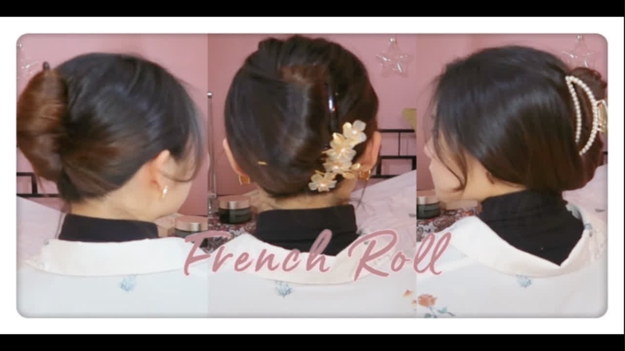 开外挂的French Roll合集 feat. 发簪/发梳/鲨鱼夹 - YouTube