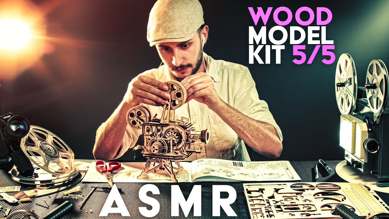ASMR Building a Wooden Camera Model Kit (Part 5/5) 📽️ - YouTube