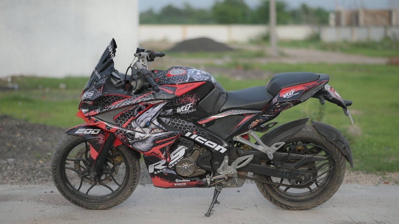 pulsar rs 200 wolf edition decals stickers ... full modified - YouTube