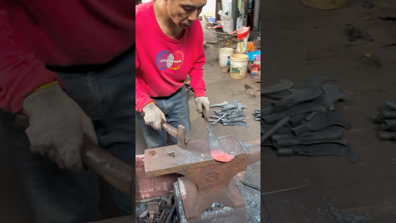 Chinese style Hatchet hand-forged by an old blacksmith - YouTube