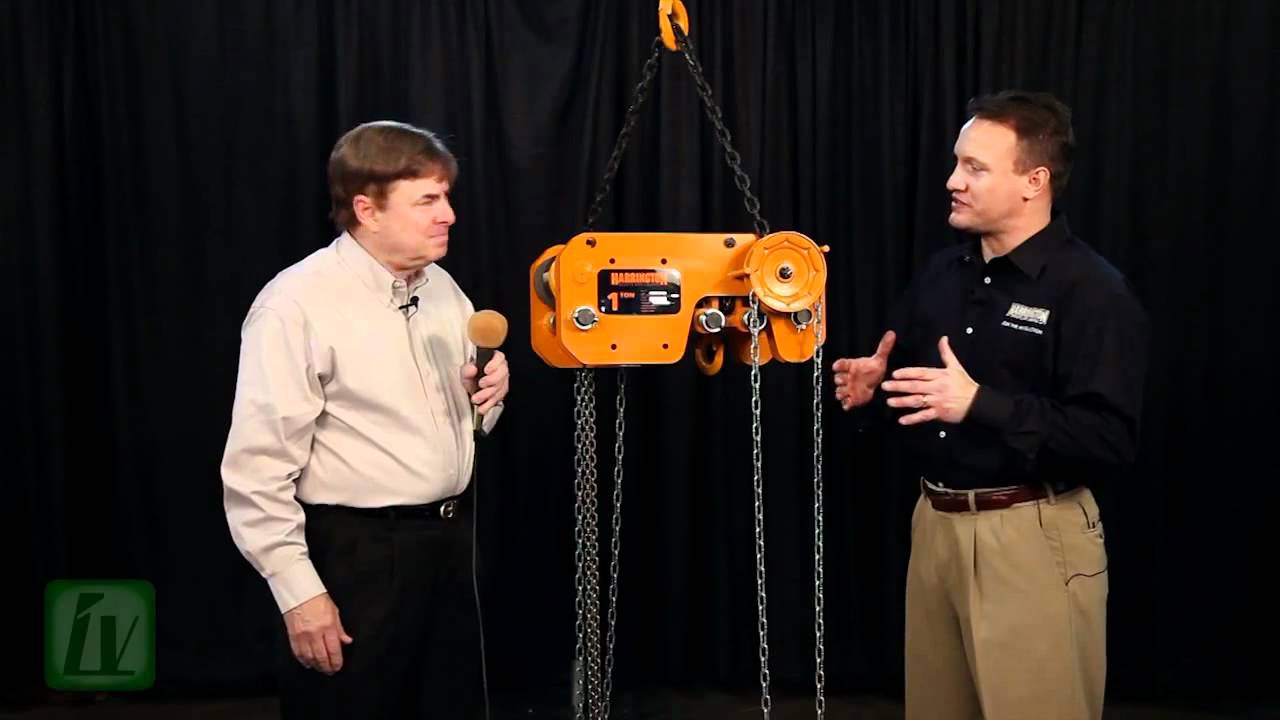Harrington SHB Ultra Low Headroom Trolley Hoist - ESS Group - YouTube