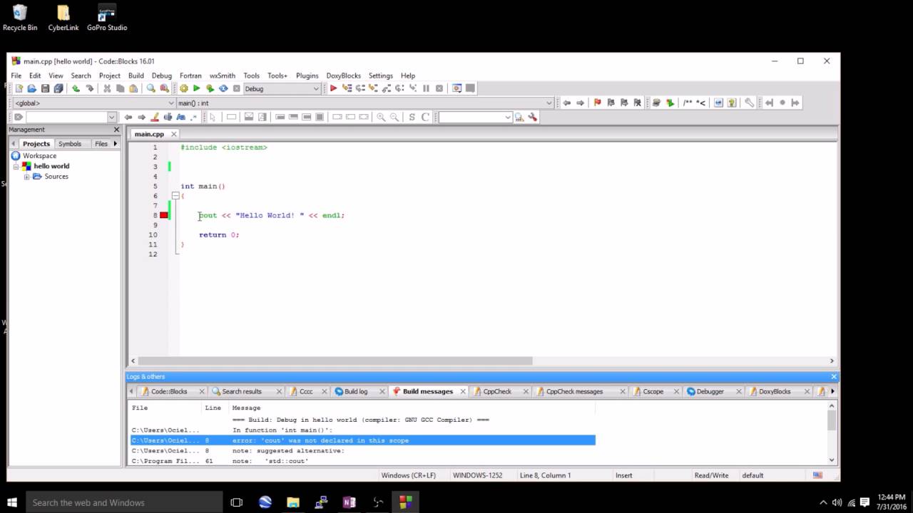 Tutorial 1.0 C++ First Program Instructions - YouTube