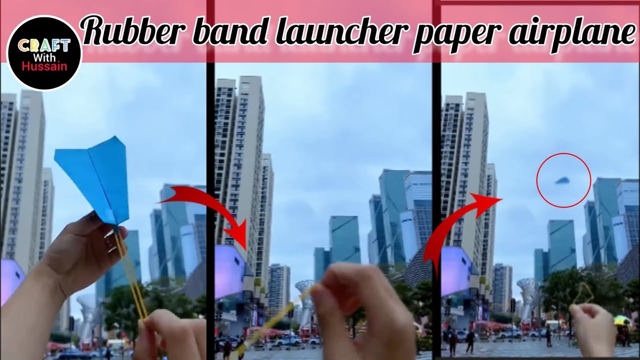 how to make a Rubber band launcher paper plane | paper shoot plane ...
