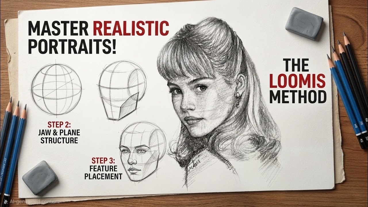 How to Draw a Realistic Face The Loomis Method for Beginners - YouTube