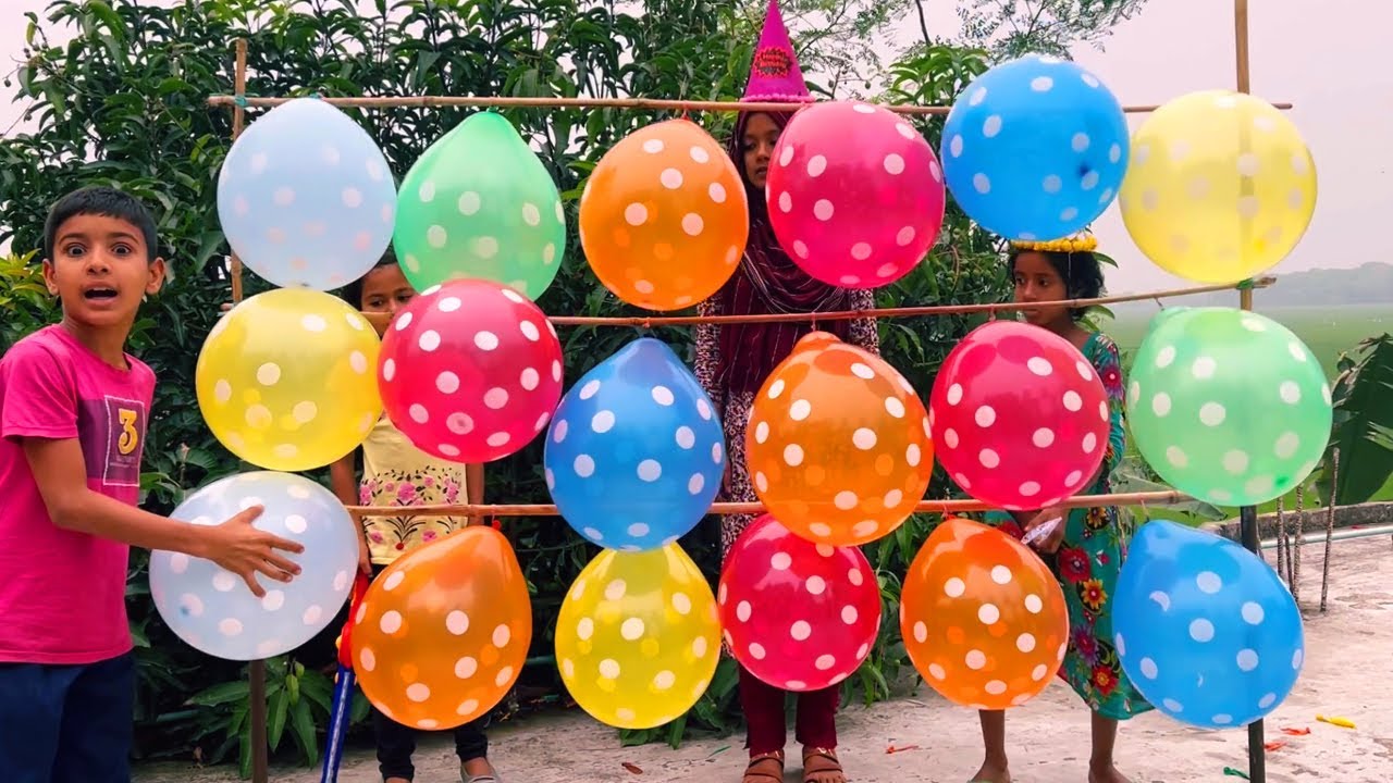 Outdoor fun with Balloons and learn colors for kids Episode - 101 - YouTube
