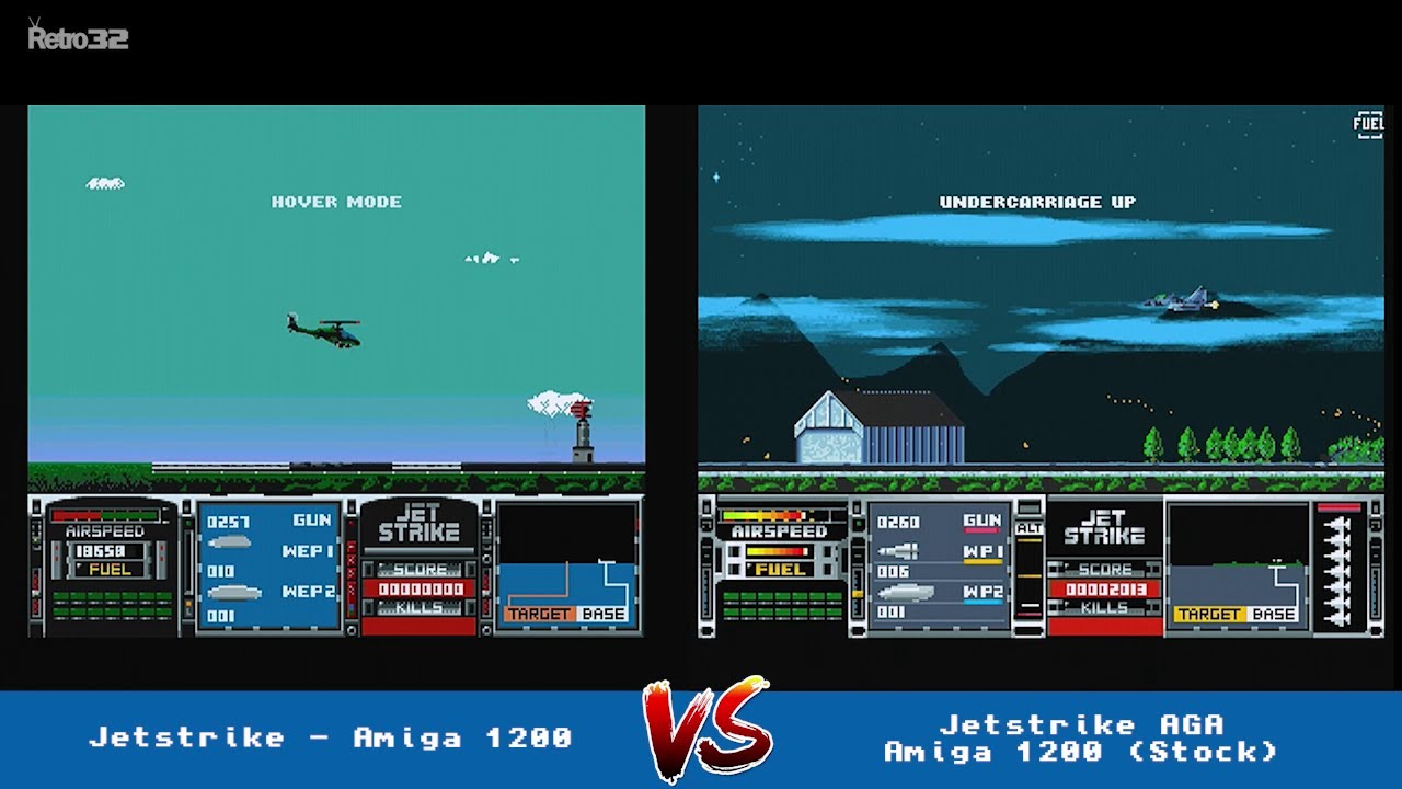 Jetstike vs Jetstrike AGA - Amiga 1200 - Side by side comparison - YouTube
