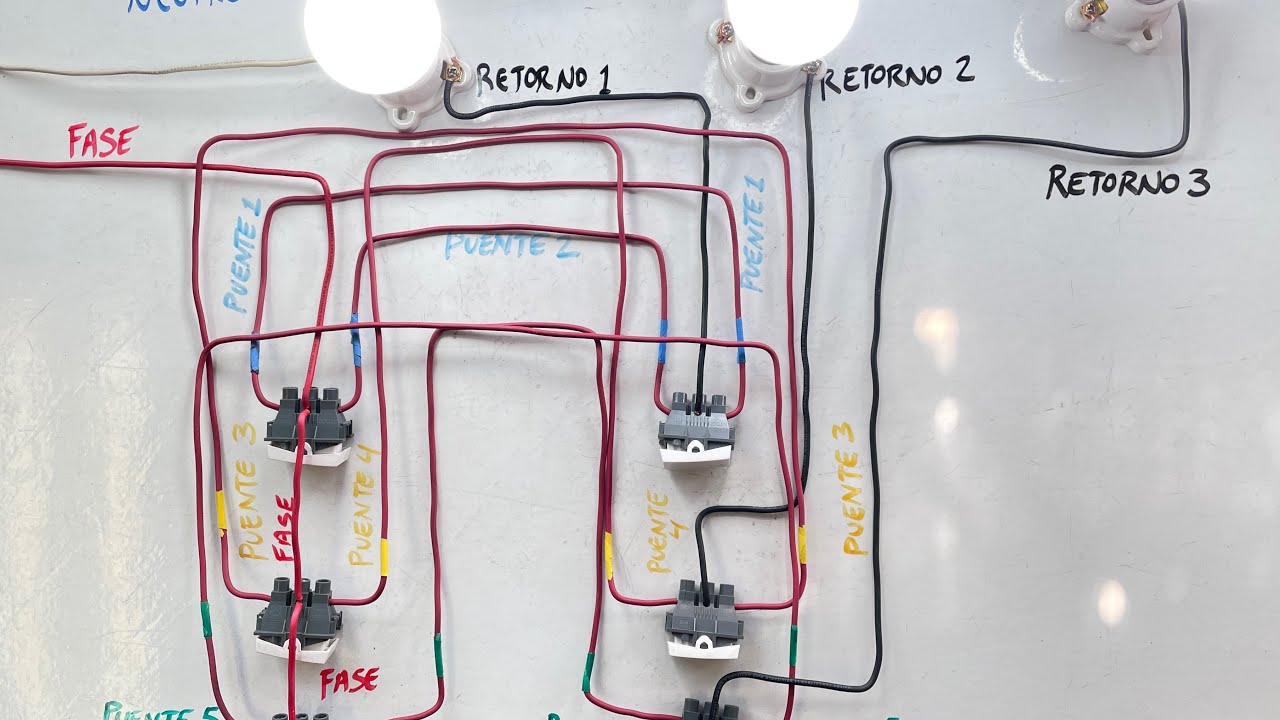 Como conectar 3 interruptores de 3 vías en la misma caja con el método ...