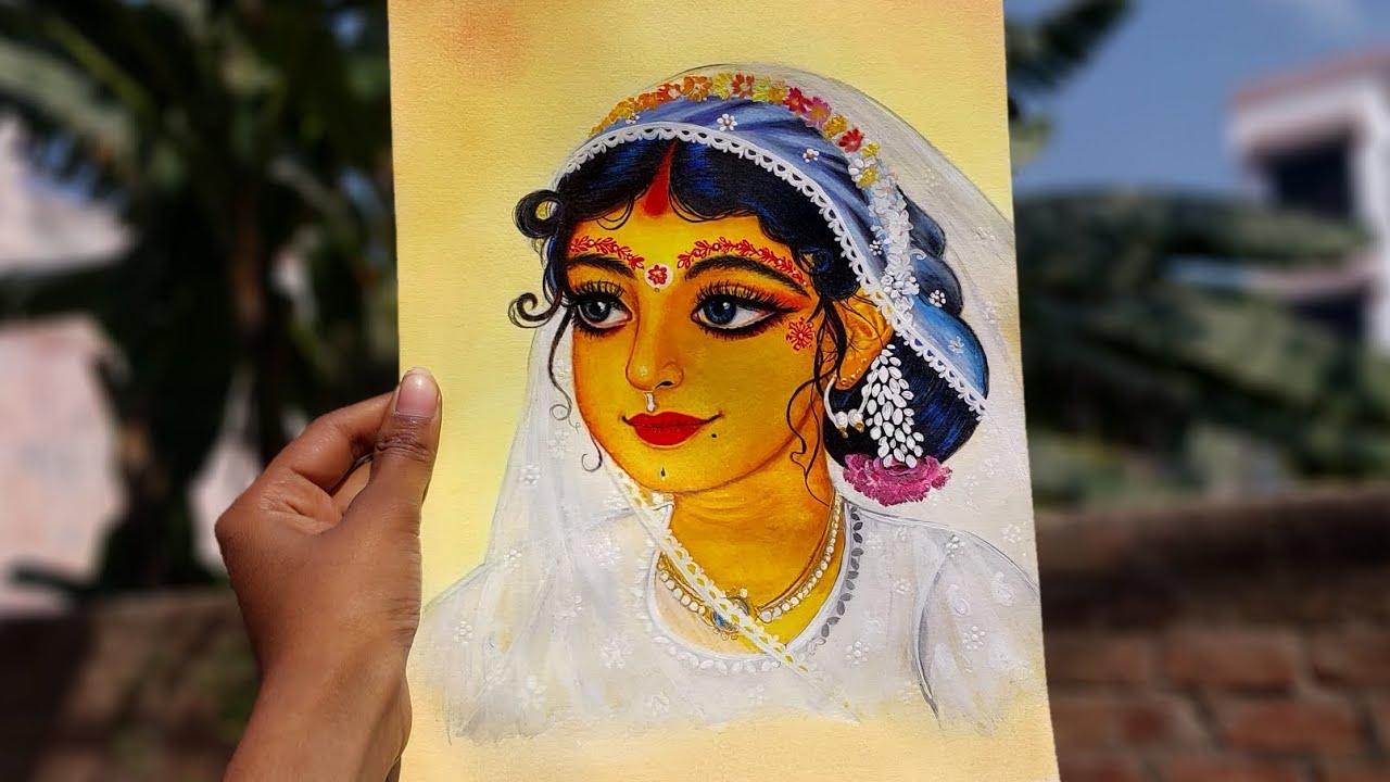 Beautiful Radhe Rani Colour pencil drawing 😍 💕 - YouTube