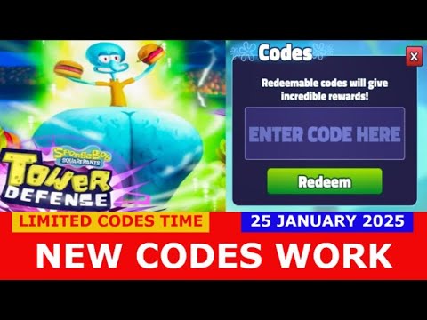 *NEW CODES JANUARY 25, 2025* [Update 3] SpongeBob Tower Defense ROBLOX | limited code time - YouTube