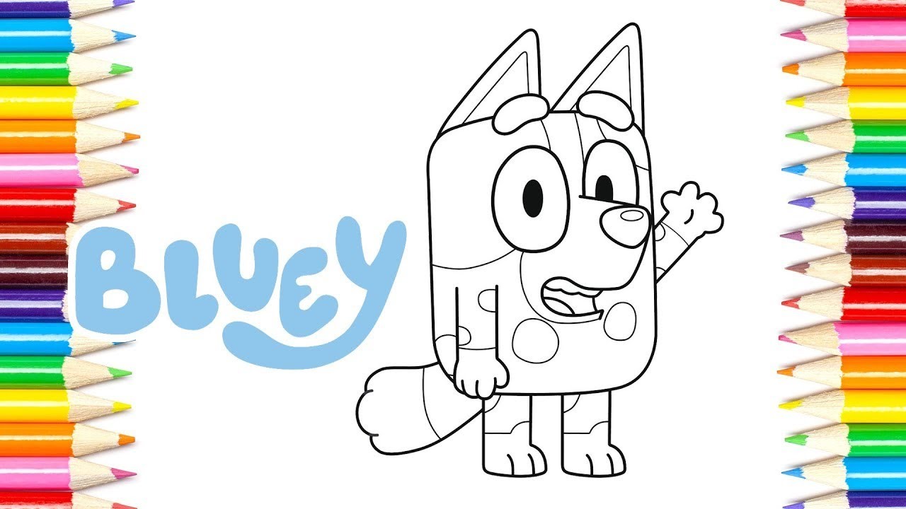 how to draw Bluey l Bluey drawing l colorful 💚💜 drawing l drawing for ...