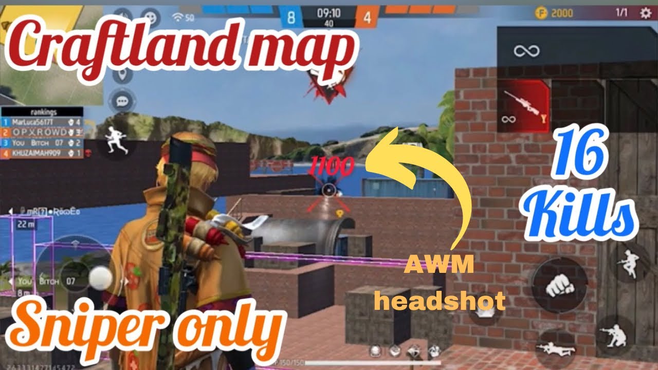 Craftland map || sniper only challenge ️ || Uzi gaming || free fire 🔥 ...