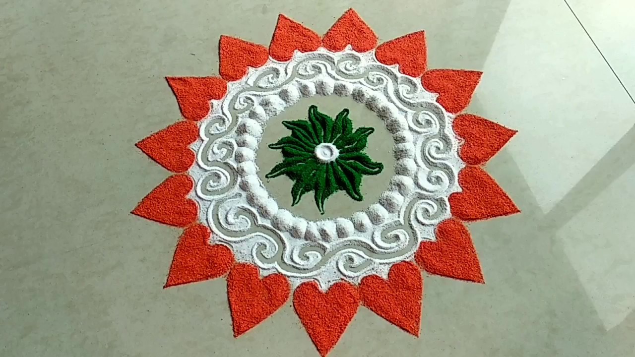 Independence day rangoli 2018 / tricolor rangoli design - YouTube