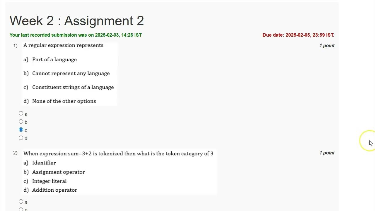 NPTEL | Compiler Design | 2025 | Assignment 2 | Week 2 | Solution - YouTube
