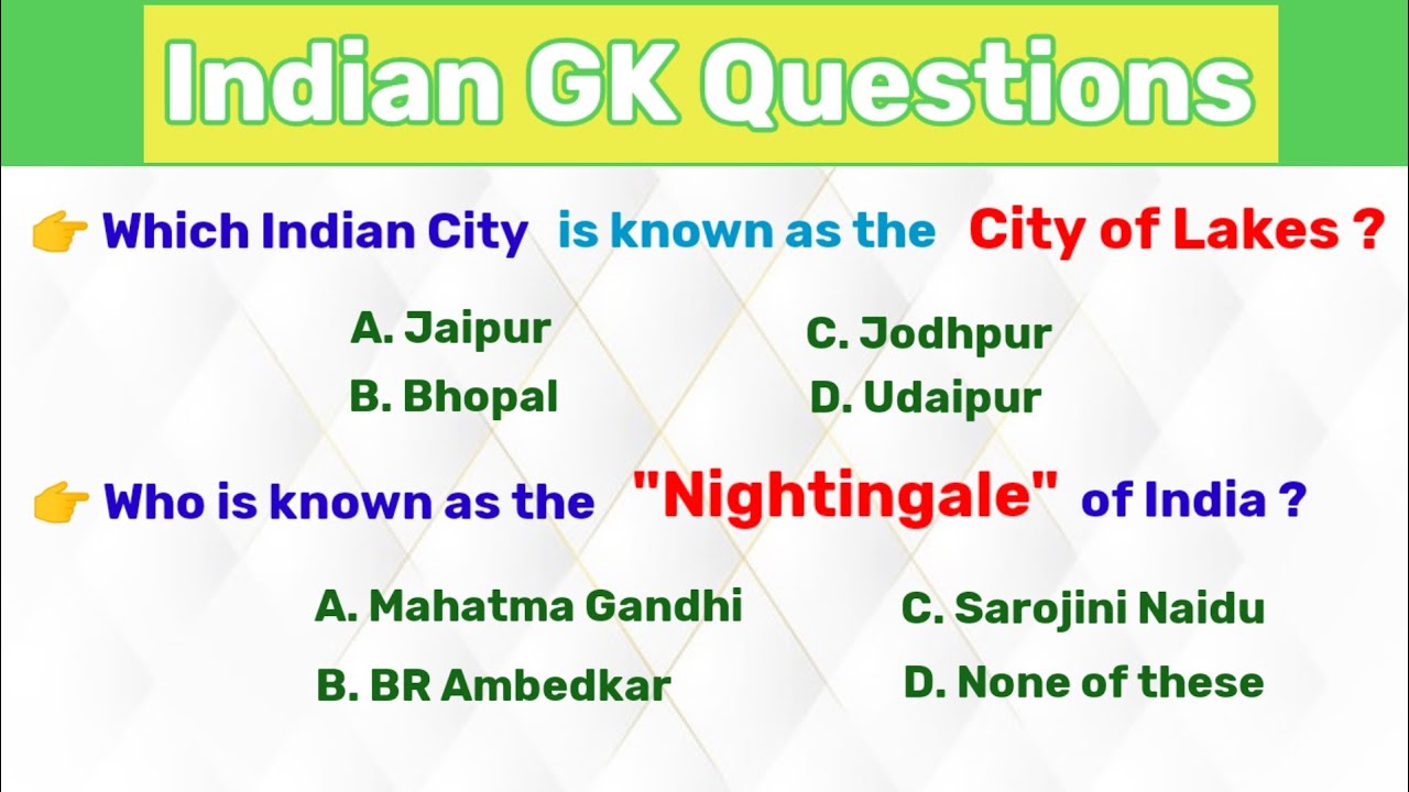 Top 20 Indian GK questions and answers in English| gk questions and ...