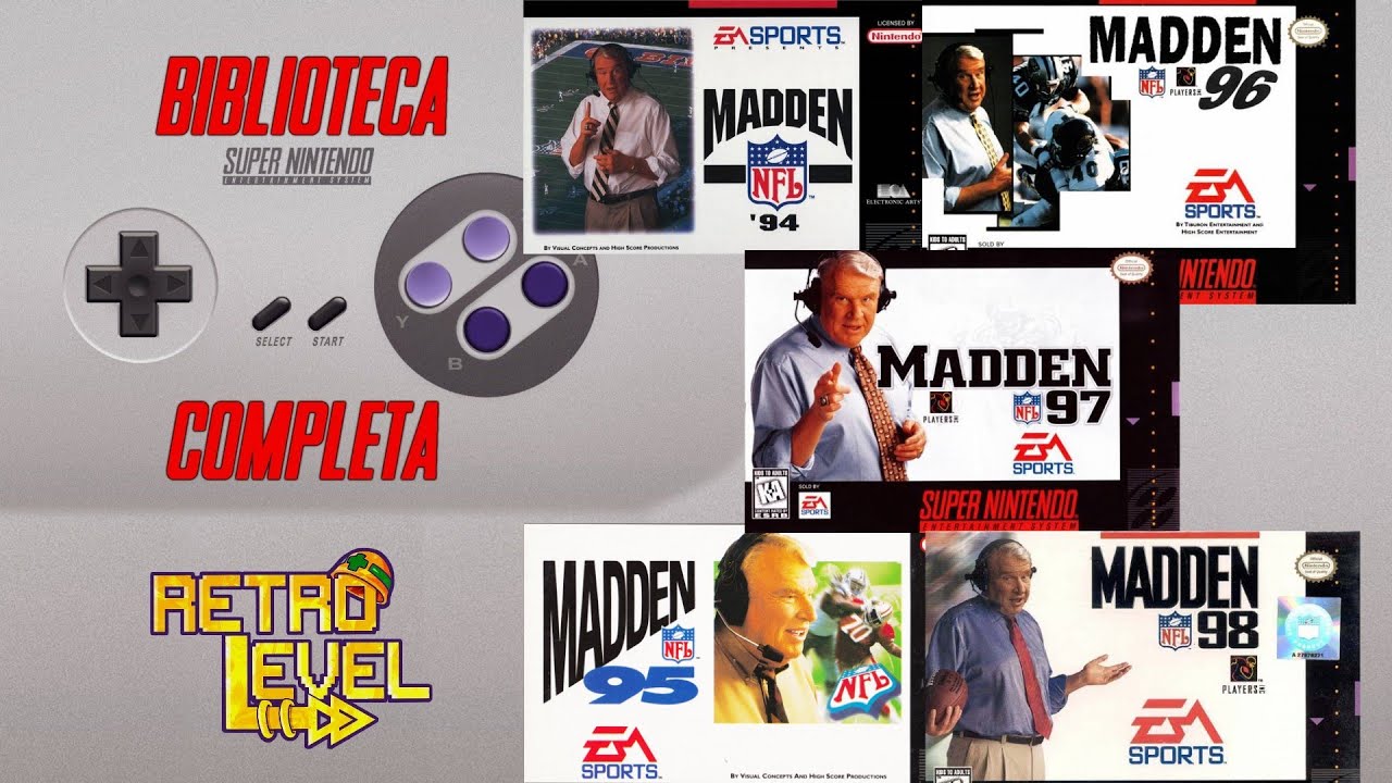 Madden NFL '94 '95 '96 '97 e '98 - Biblioteca COMPLETA do Super Nintendo #776 a #780 - YouTube