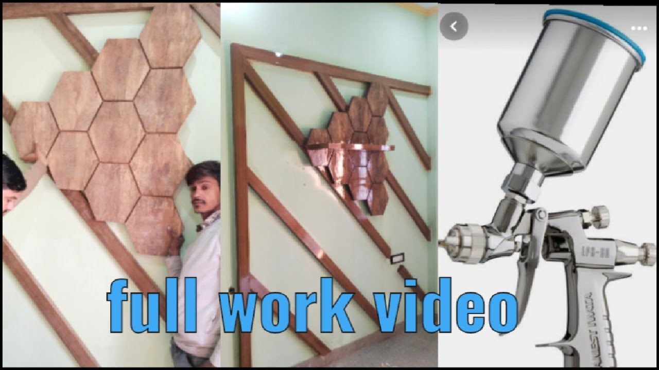 wood polish work// wall per wood ka design - YouTube