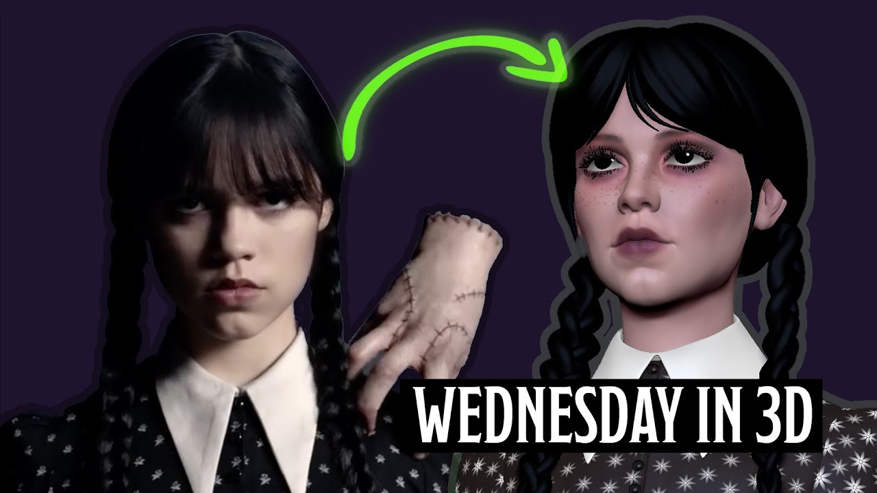 Wednesday Addams 3D portrait 5h time-lapse - YouTube
